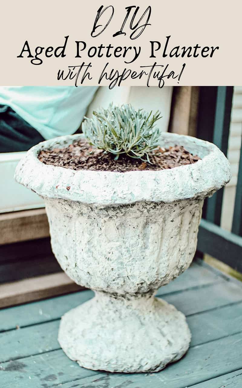 DIY Faux Aged Stone Planter (From Plastic Pot) - Cassie Jean